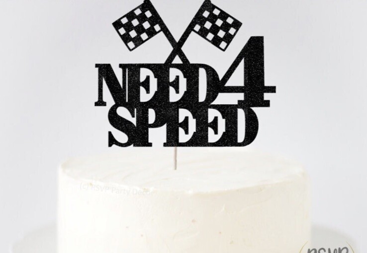 Need 4 Speed Cake Topper | BLACK GLITTER | eBay