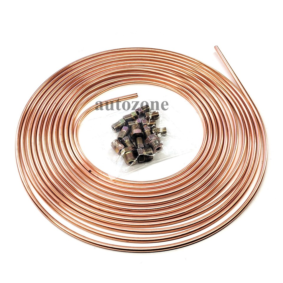 2 x Copper Nickel Brake Line Tubing Kit 3/16 OD 25 FT Coil Roll All ...