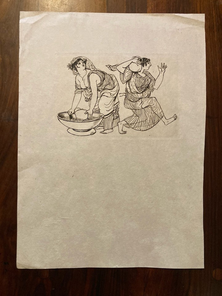 Barta Engraving Water Strong 1950 Portrait Roman Art Lithograph Greek ...