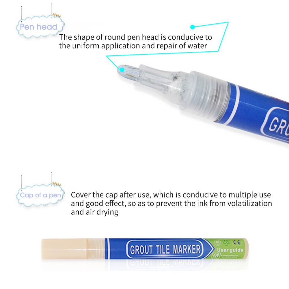 Grout Pen Anti-Mould Tile Repair Marker Pen for Kitchen Bathroom Shower ...