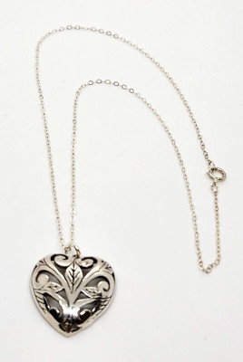Jezlaine Vintage Sterling Silver Heart Pendant 16" Sterling Chain ...