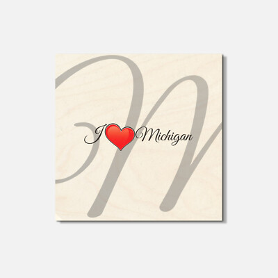 I Love Michigan USA Travel Slogan 4'' X 4'' Square Wooden Coaster | eBay
