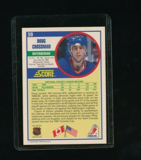 1990 91 score hockey #59 signed DOUG CROSSMAN Islanders autograph | eBay
