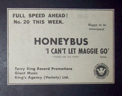 Honeybus I Can't Let Maggie Go 1968 Mini Poster Type Ad, Promo Advert ...