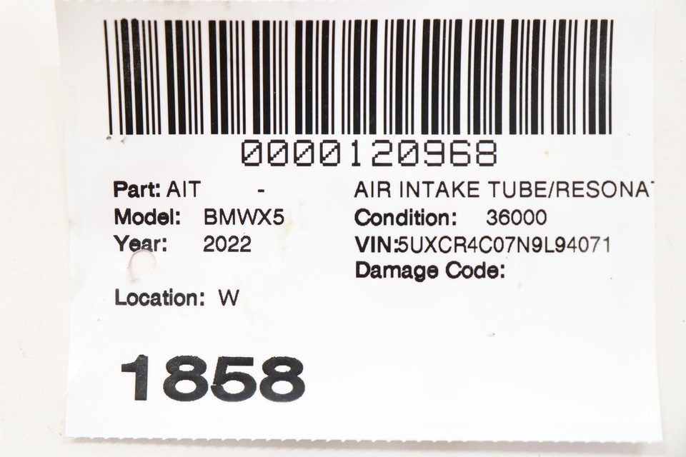 2019 - 2023 BMW X5 G05 3.0L AIR INTAKE FILTER CLEANER INLET DUCT OEM ...