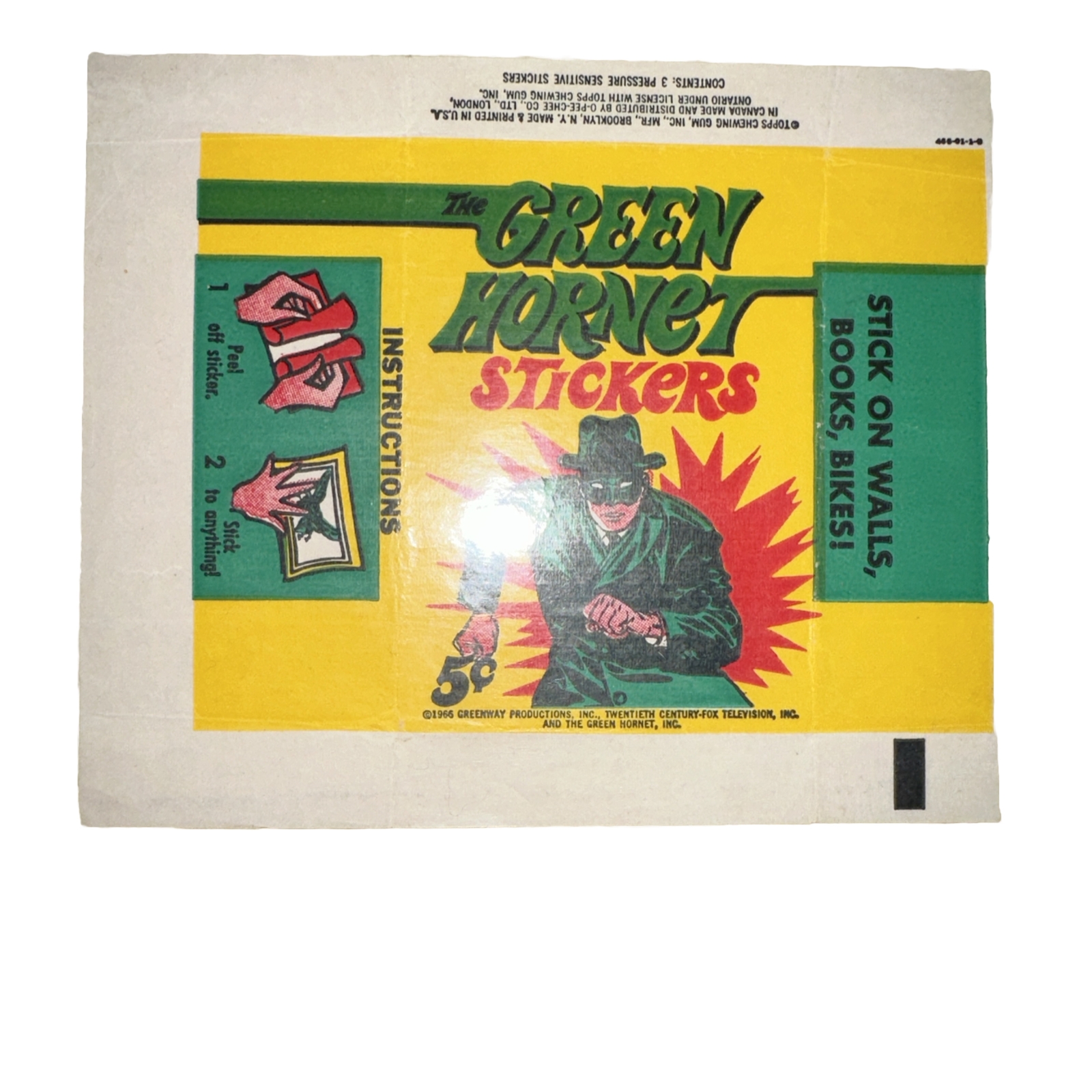 Green Hornet Stickers Topps Chewing Gum 1966 Original Wax Wrapper | eBay