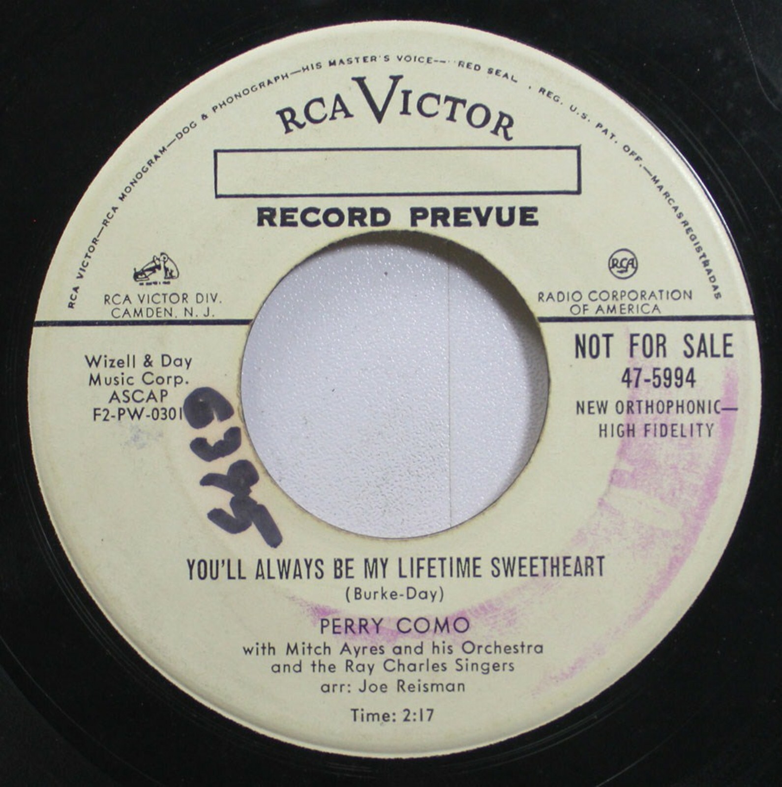 50S & 60S Promo 45 Perry Como - Ko / You'Ll Always Be My Lifetime ...