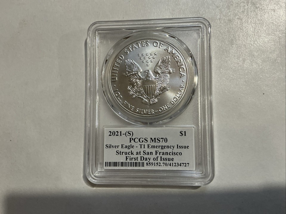 2021 S Silver Eagle T1 Emergency Issue PCGS MS70 FDOI FOUNDERS MARK ...
