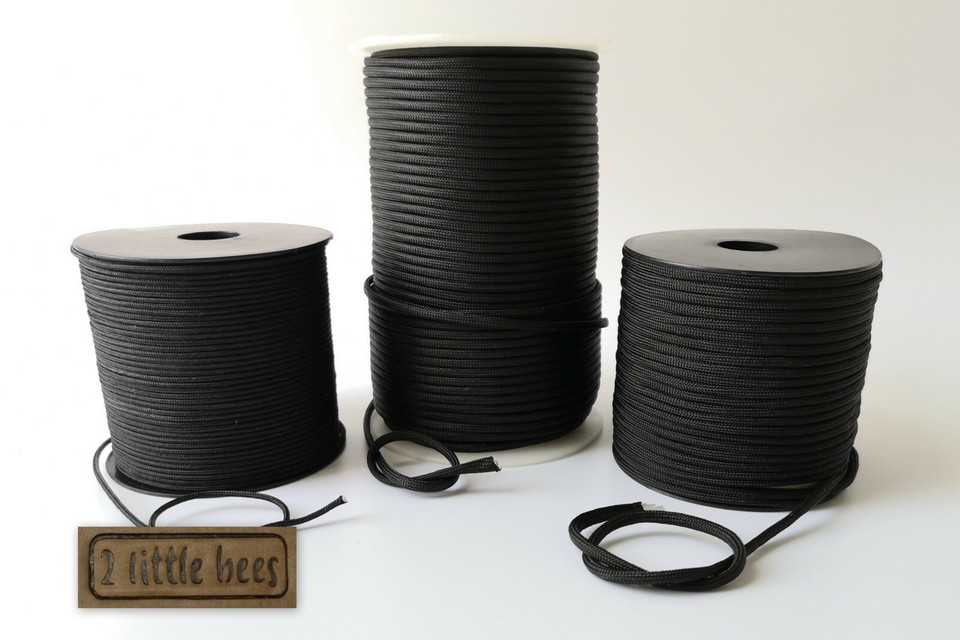 Black Paracord Strong Rope Cord String 3 7 Strand Camping Hiking ...