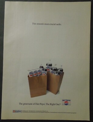 1990 DIET PEPSI Magazine Ad - This Seasons Most Crucial Sacks. | eBay