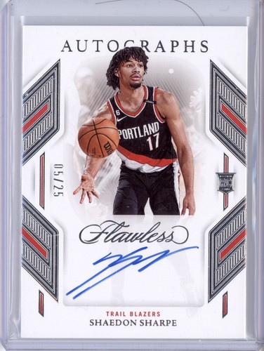 SHAEDON SHARPE 2022-23 PANINI FLAWLESS ROOKIE AUTOGRAPHS AUTOGRAPH AUTO ...