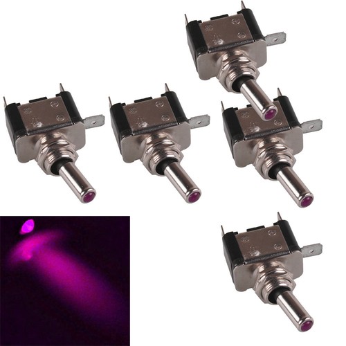 5 X 12V 20A Purple LED Light Rocker Toggle Switch SPST ON/OFF Car Truck ...