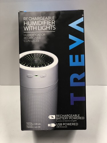 Treva Portable Cool Mist Mini Humidifier w/ Colored LED Lights, USB ...