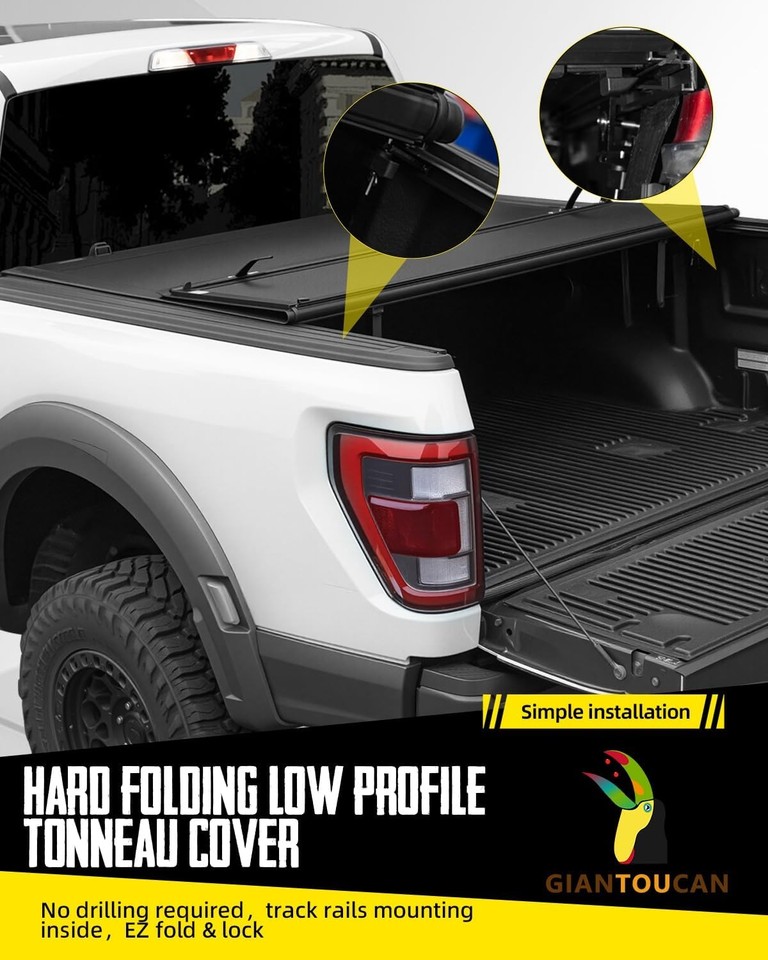 Hard Tri Fold Low-pro Tonneau Cover for 2015-2026 Ford F-150 6.5ft (78. ...