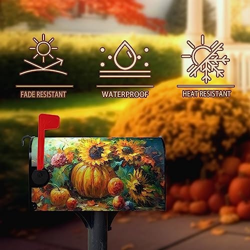 Fall Harvest Magnetic Mailbox Cover Thanksgiving Pumpkin Mailbox Wraps ...