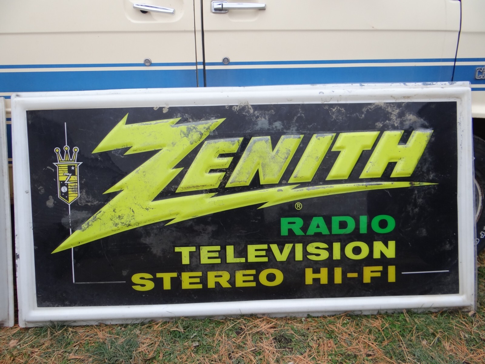 Vintage Zenith Color Television Radio Stereo Hi Fi Sign Large Plastic ...