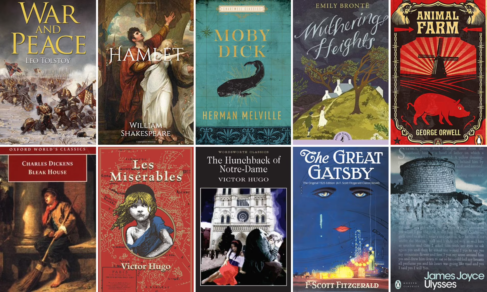 Lot of 10 Classic Literature Works – Legendary Books for Book Lovers ...