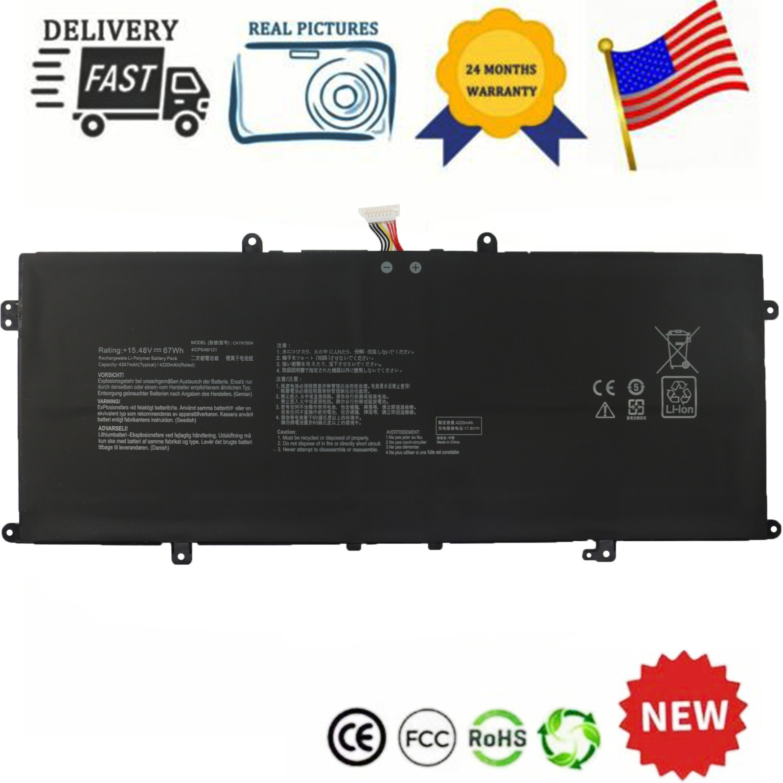 C41N1904 Battery for ASUS ZenBooK 14 UX425 UM425IA UX425JA 13 UX325/371 ...