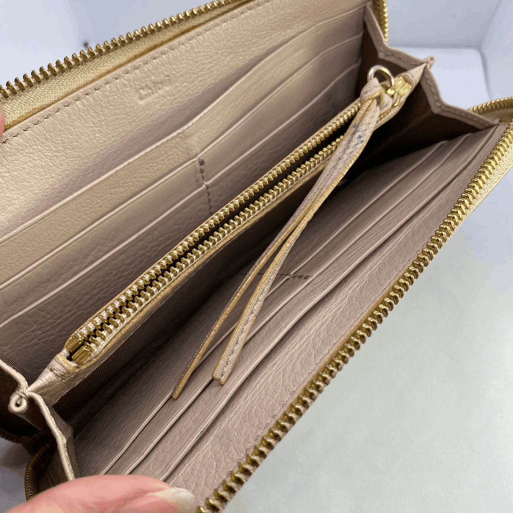 Authentic CHLOE Heavy Beige Leather Long Zip Around Wallet / Clutch | eBay