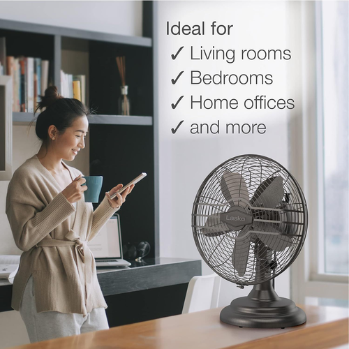Lasko Oscillating Table Top Fan, Portable, 3 Quiet Speeds, for 12 ...