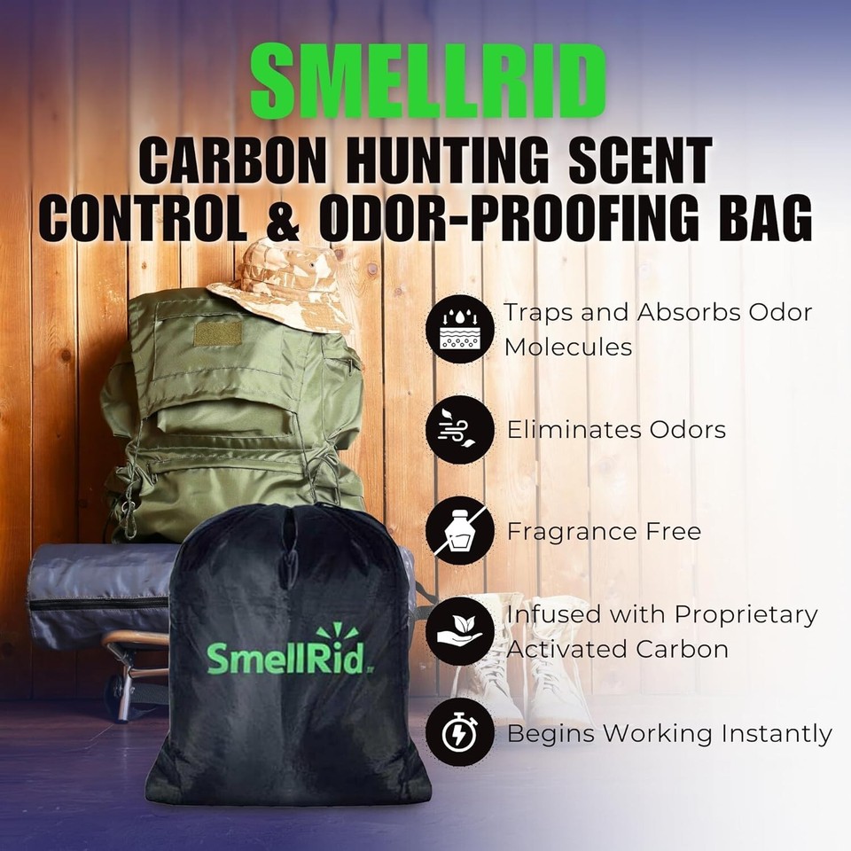 SMELLRID Reusable Carbon Hunting Scent Control Bag: Large 24" x 28" Bag ...
