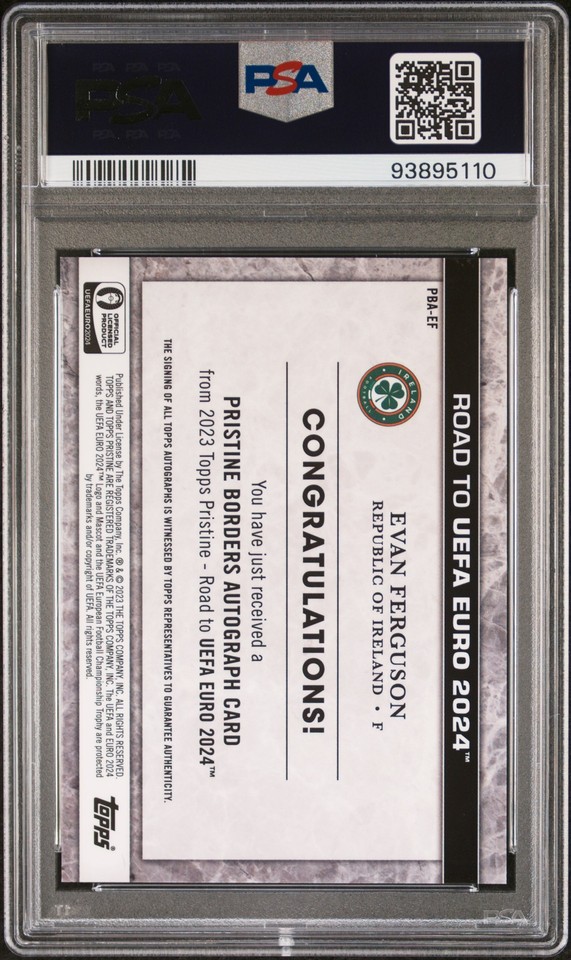 Evan Ferguson 2023 Topps Pristine Euro Debut Borders Auto Orange PSA 10 ...