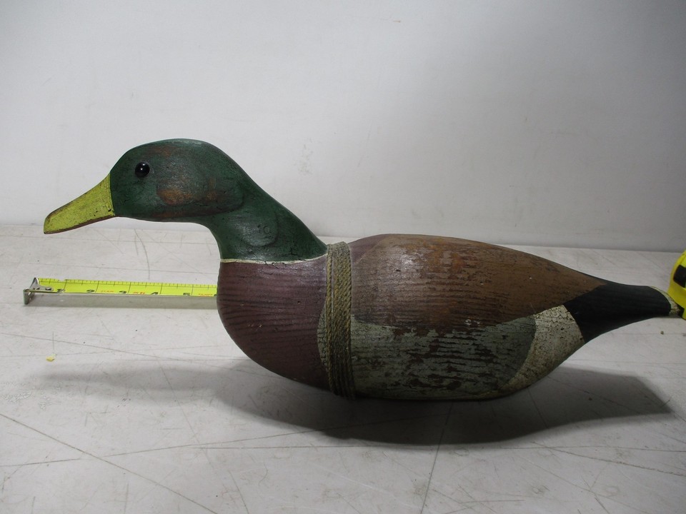 L147) Vtg Old Wood Duck Decoy Hand Crafted Signed SR White Folk Art ...