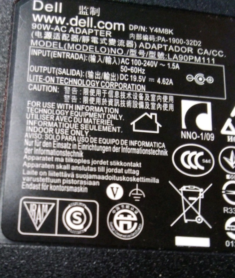 Dell AC Adapter 90W Model No LA90PM111 0Y4M8K | eBay