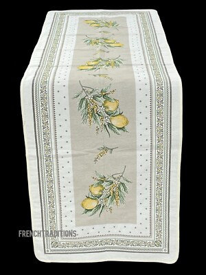French Provencal Jacquard Woven Table Runner Menton Lemons Made In ...