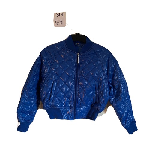 Riflessi Blue Shiny Quilted Varsity Jacket women’s size M | eBay