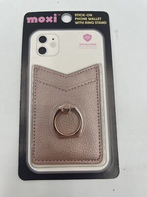 Moxi~Stick-On Phone Wallet With Ring Stand ~rose Color | eBay