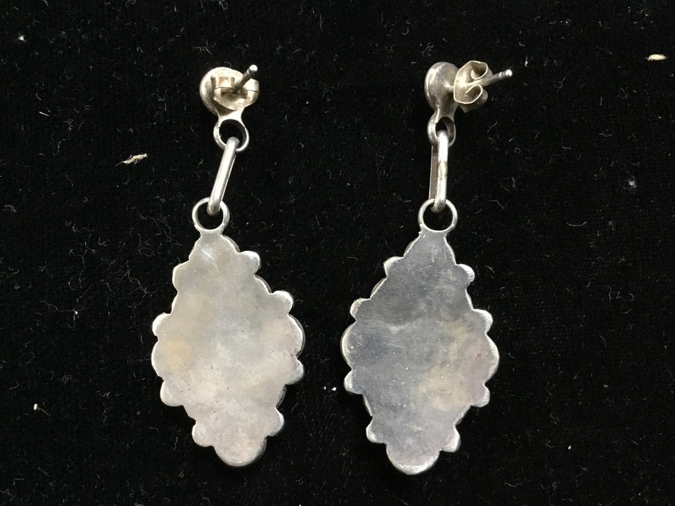 Zuni Sterling Silver 925 Sawtooth Set Turquoise Snake eye Stud Earrings ...