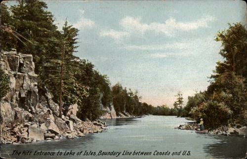 Rift Entrance Lake of Isles Boundary Line Canada USA vintage postcard ...