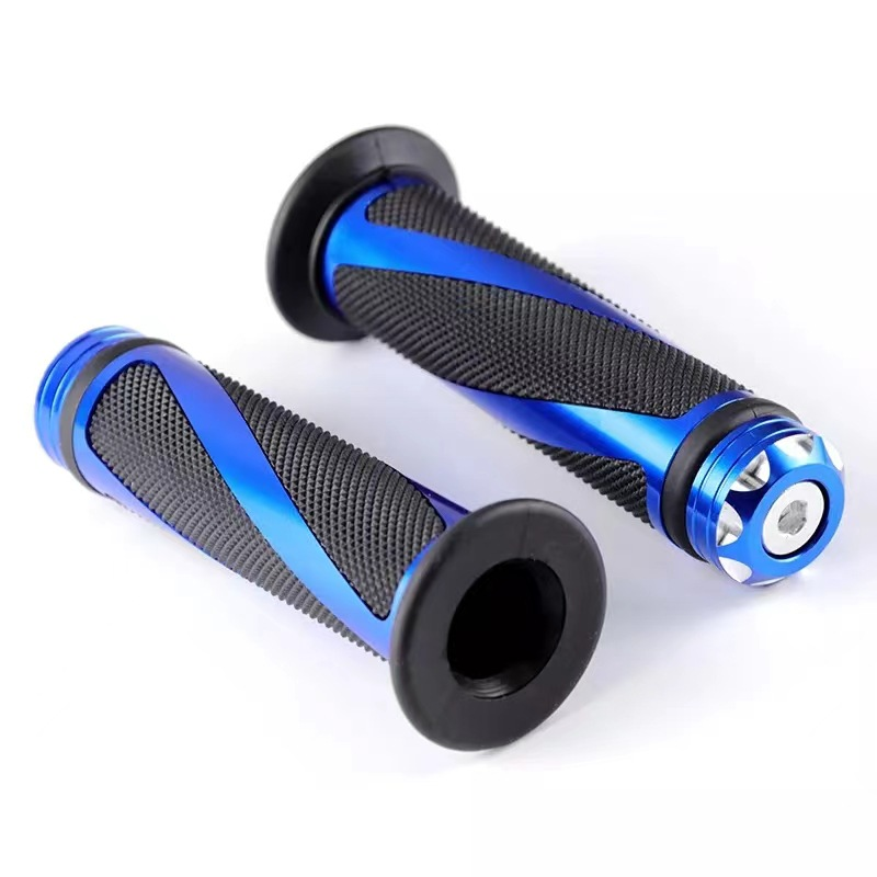 New 7/8" 22mm Motorcycle Handlebar Blue Rubber Gel Hand Grips Bar ...