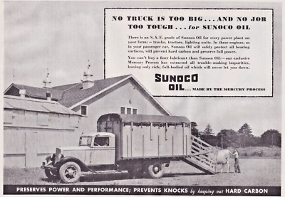 1936 Sunoco Oil Print Ad 8inx11in Farm Truck Loading Cattle | eBay