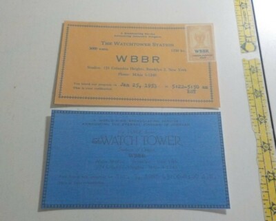 Replicas WBBR QSL cards Watchtower Jehovah Russell Rutherford IBSA | eBay