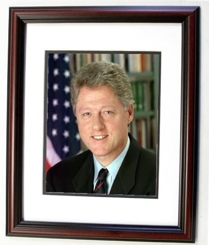 President Bill Clinton 8x10 Photo in 11x14 Double Matted Cherry Frame ...