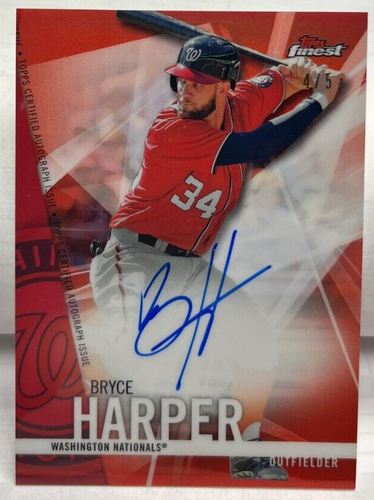 Bryce Harper 2017 Topps Finest RED Refractor Autograph Auto #'d 4/5 ...