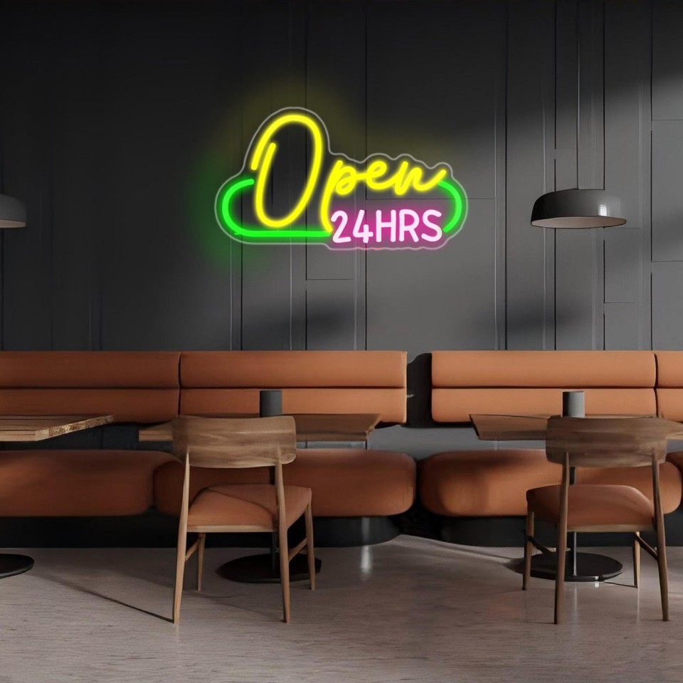 Open 24 HRS Neon Sign Business Store Shop Led Neon Lights Signs for ...