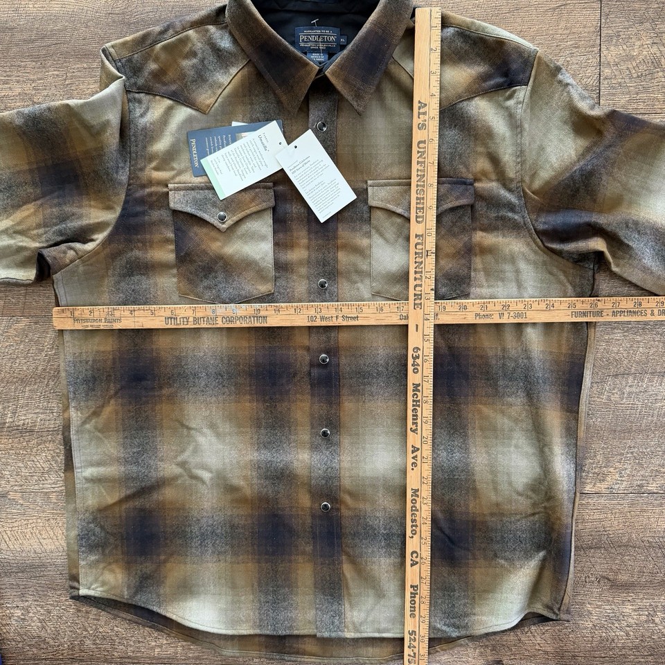 NWT Mens XL Green/Brown Pendleton Canyon Pearl Snap Wool Longsleeve Shirt | eBay Australia