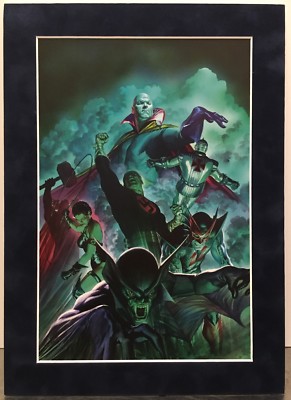 AVENGERS / INVADERS By ALEX ROSS Matted Print Marvel Comics Thor WWII ...