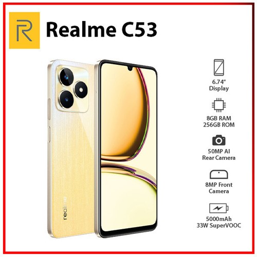 (Unlocked) Realme C53 8GB+256GB GOLD Global Ver. Dual SIM Android Cell ...