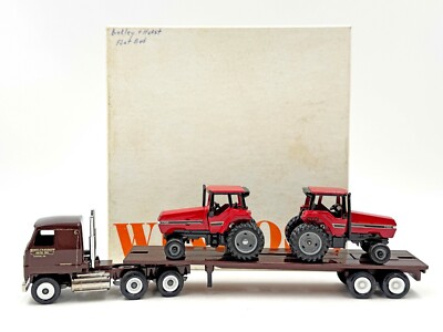1/64 Winross Truck Semi Binkley and Hurst w/ 2 Case 7130 Tractors A100 ...