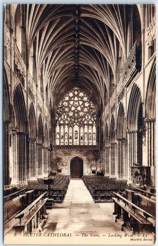 Postcard - The Nave, Looking West, Exeter Cathedral - Exeter, England ...