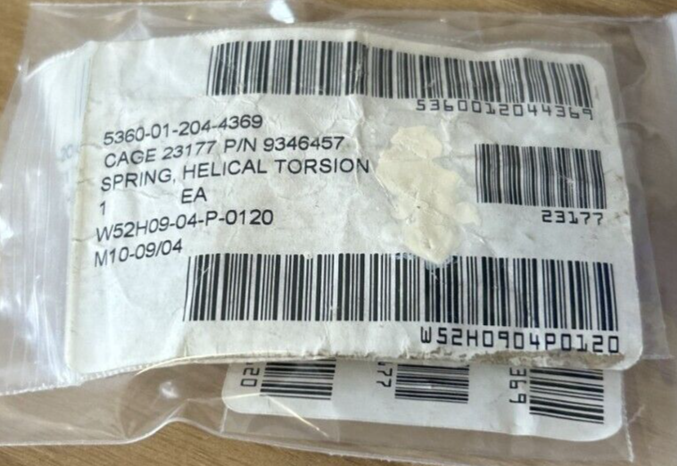 Beretta Model M9/ M9A1 Pistol, Trigger Spring, part# 9346457, BER-260 ...