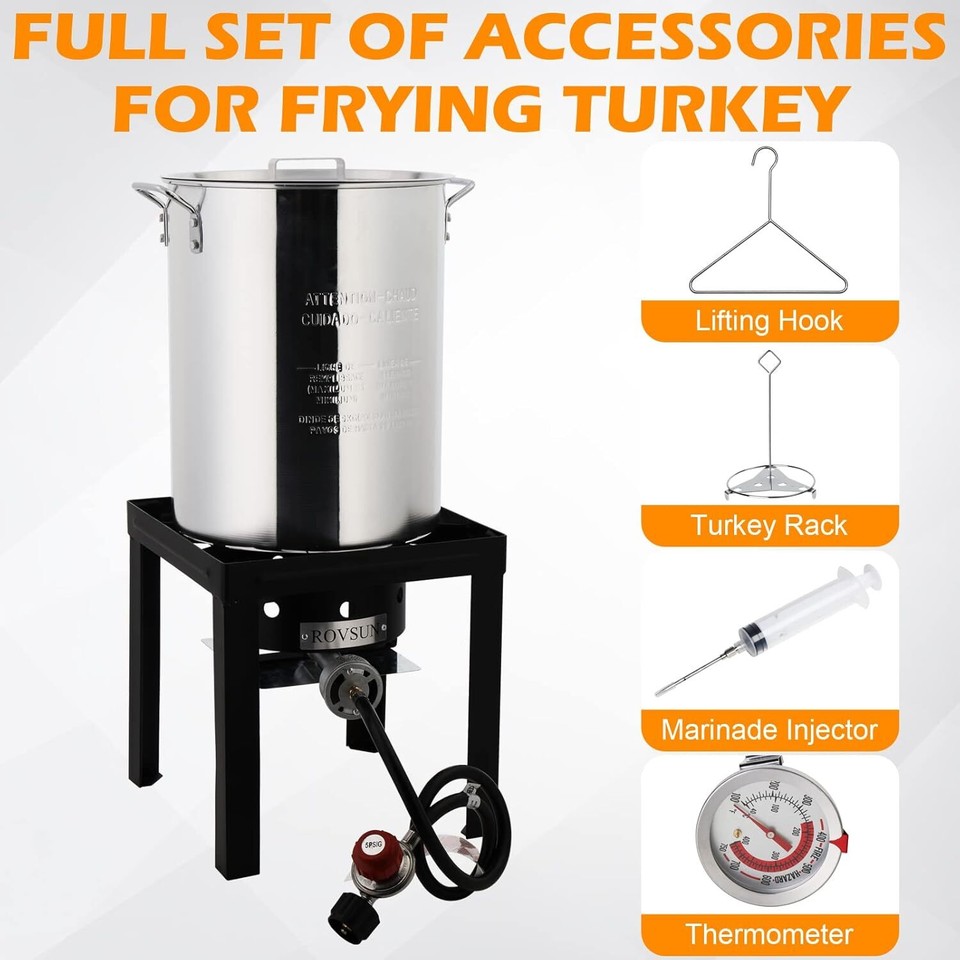 Outvita 30QT Turkey Fryer & 10QT Fish Fryer Kit w/ 55,000BTU Propane ...