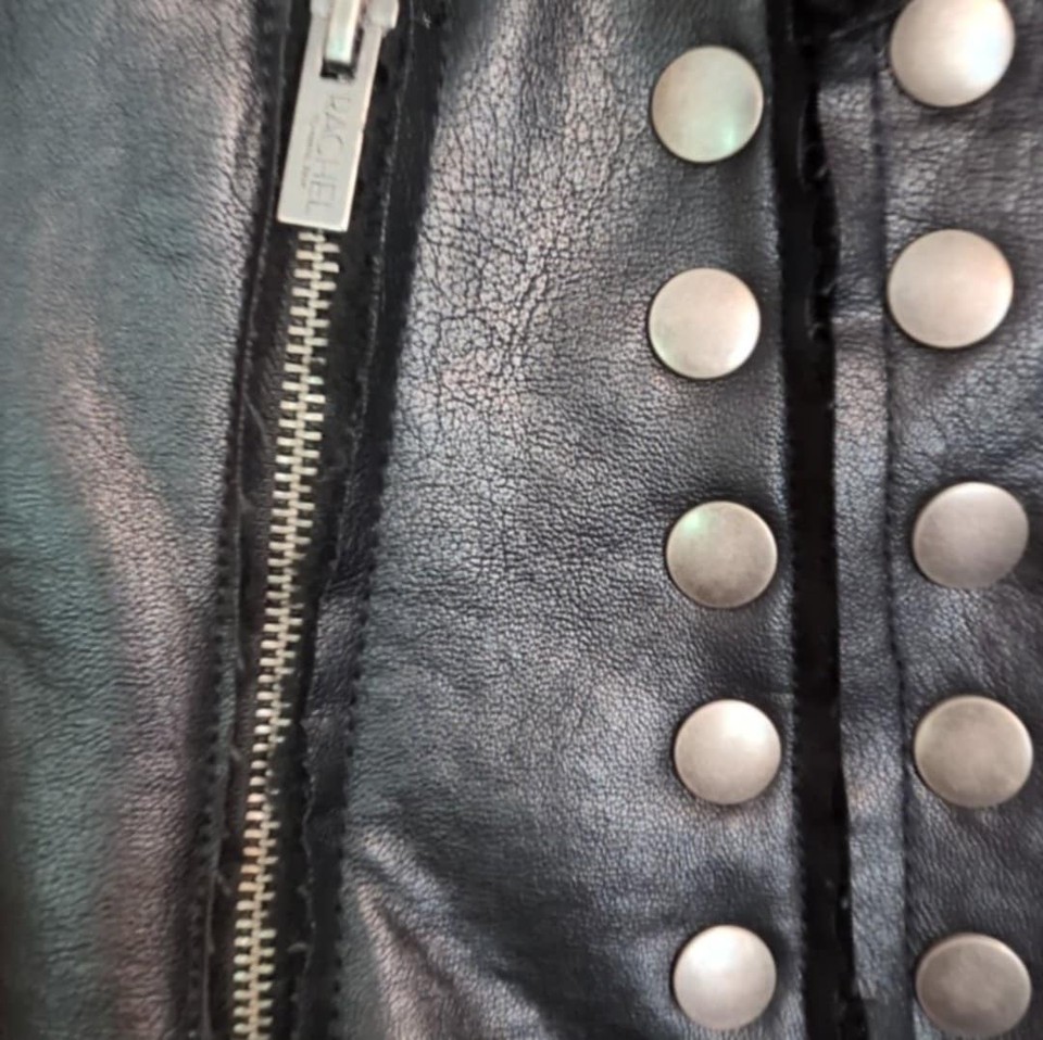 Rachel Roy Womens Moto Jacket Size XL Riveted Snap Down Biker Greaser ...