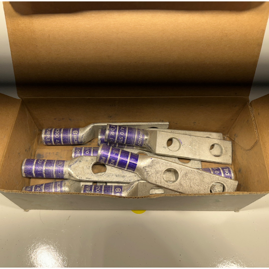 Burndy YA282N 4/0 AWG 2-Hole 1/2 Stud Long Lug Compression Connectors ...