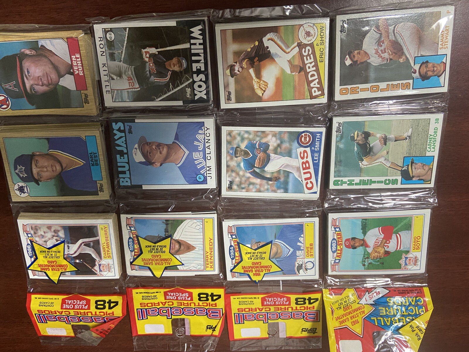 1985, 86, 87, 88, 89 TOPPS BASEBALL CARDS- 5 UNOPENED RACK PACKS- 234 ...