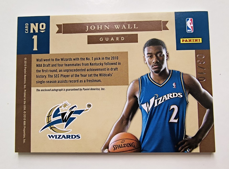 JOHN WALL Rookie Autograph Card/10 2010 Timeless Treasures Draft ...